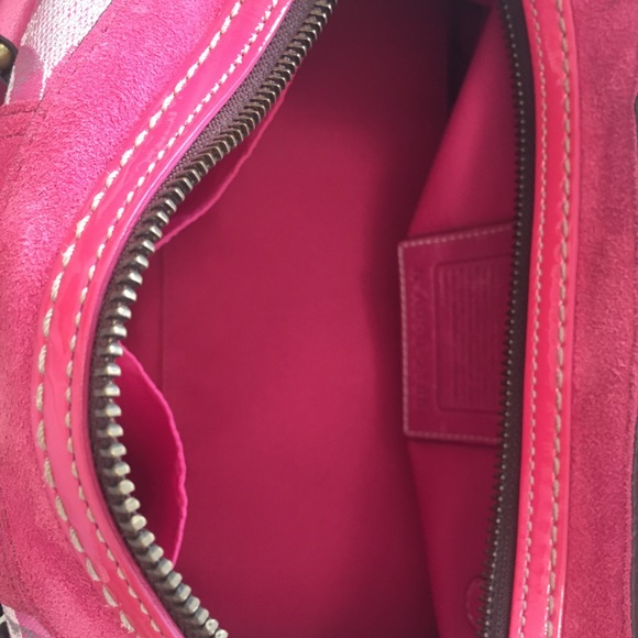 Coach | Bags | Coach 286 Signature Pink Metallic Satchel Bag | Poshmark